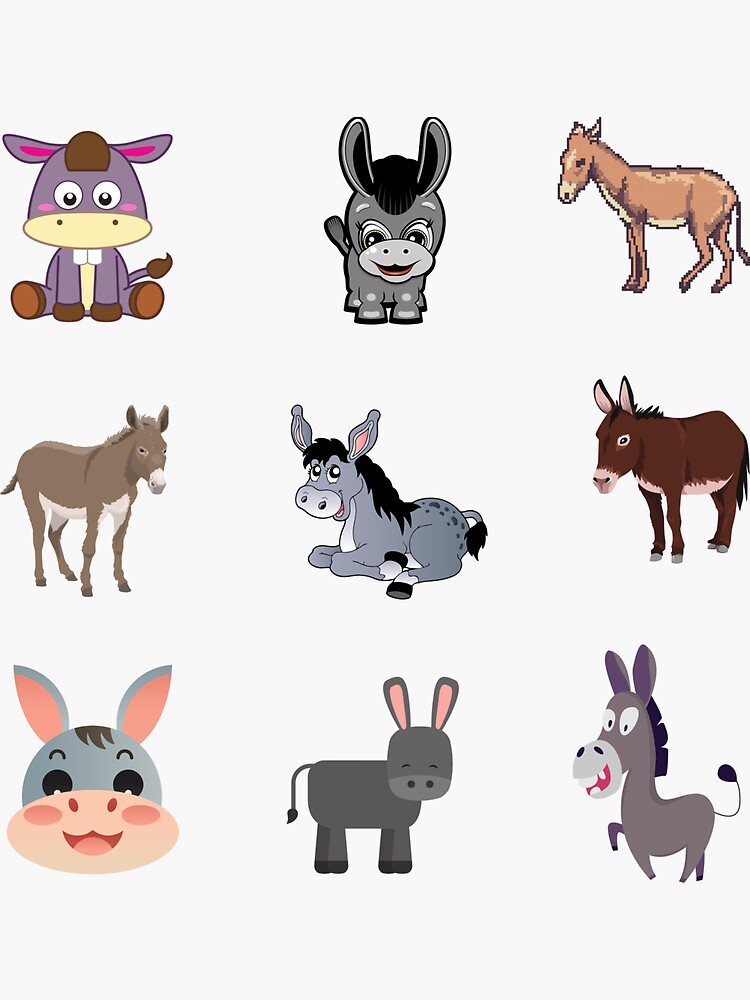 "Donkeys sticker pack" Sticker for Sale by Cafecreative | Redbubble