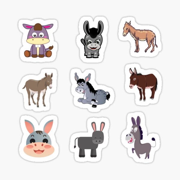 "Donkeys sticker pack" Sticker by Cafecreative | Redbubble