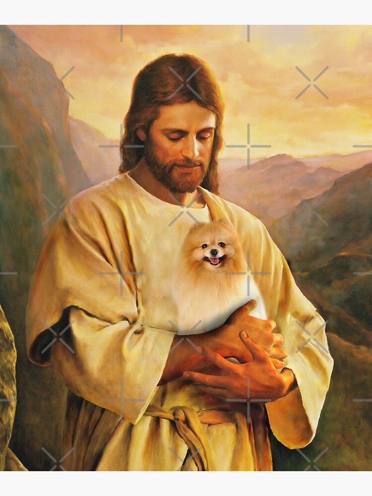 "pomeranian dog and jesus lover" Art Print by abiabo | Redbubble