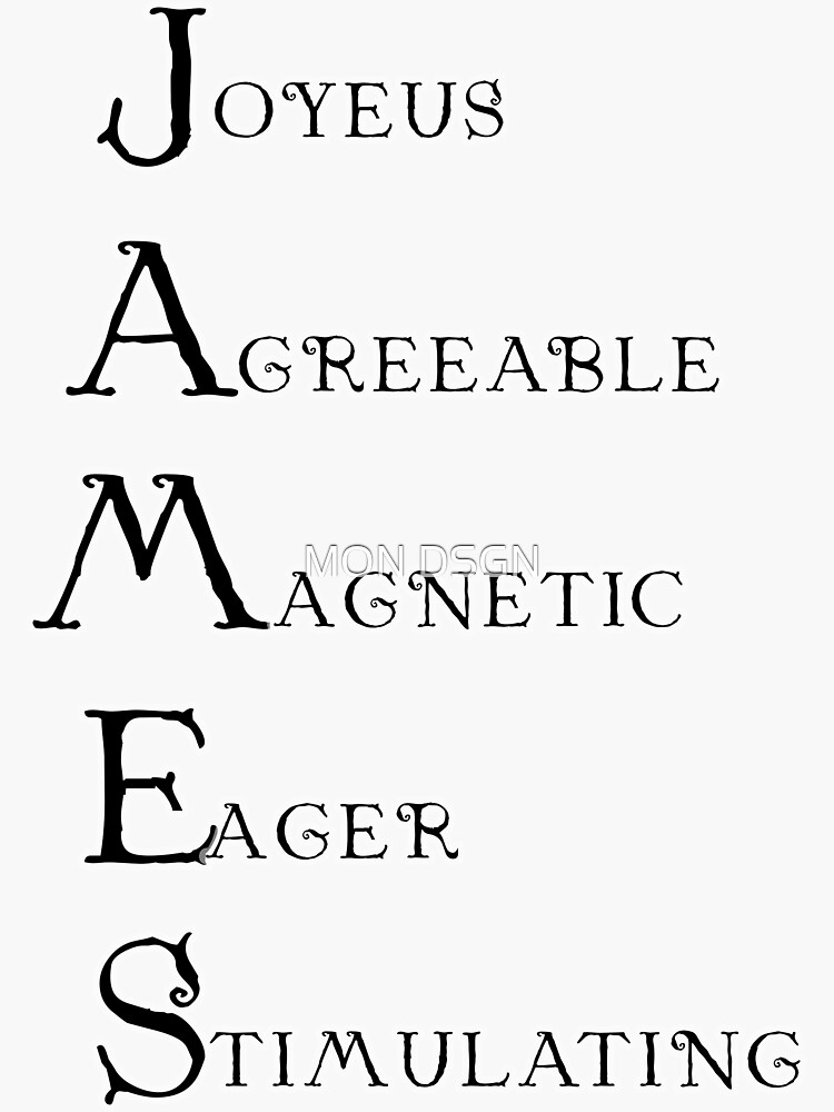 "James meaning letter by letter" Sticker for Sale by Naboulsi99 | Redbubble