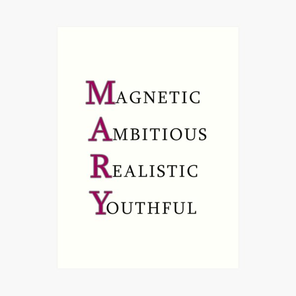 "Mary meaning letter by letter" Art Print by Naboulsi99 | Redbubble