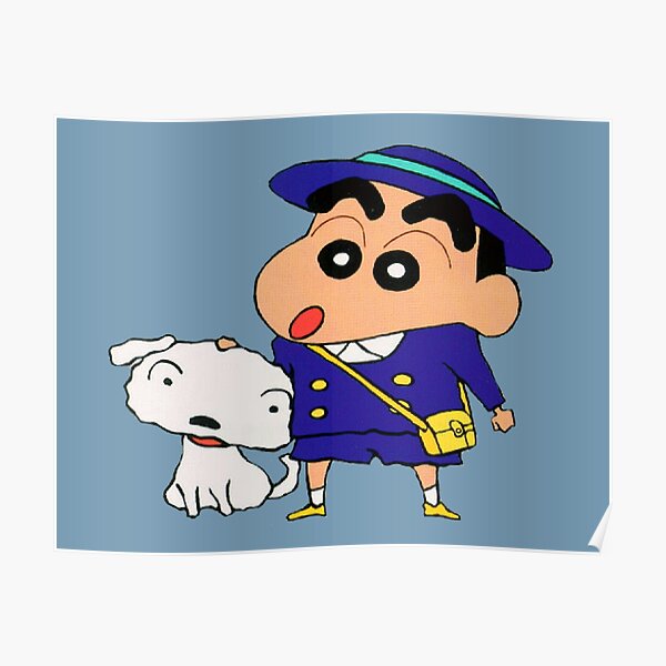 "Shinchan school uniform and shiro " Poster by Sellystickers | Redbubble