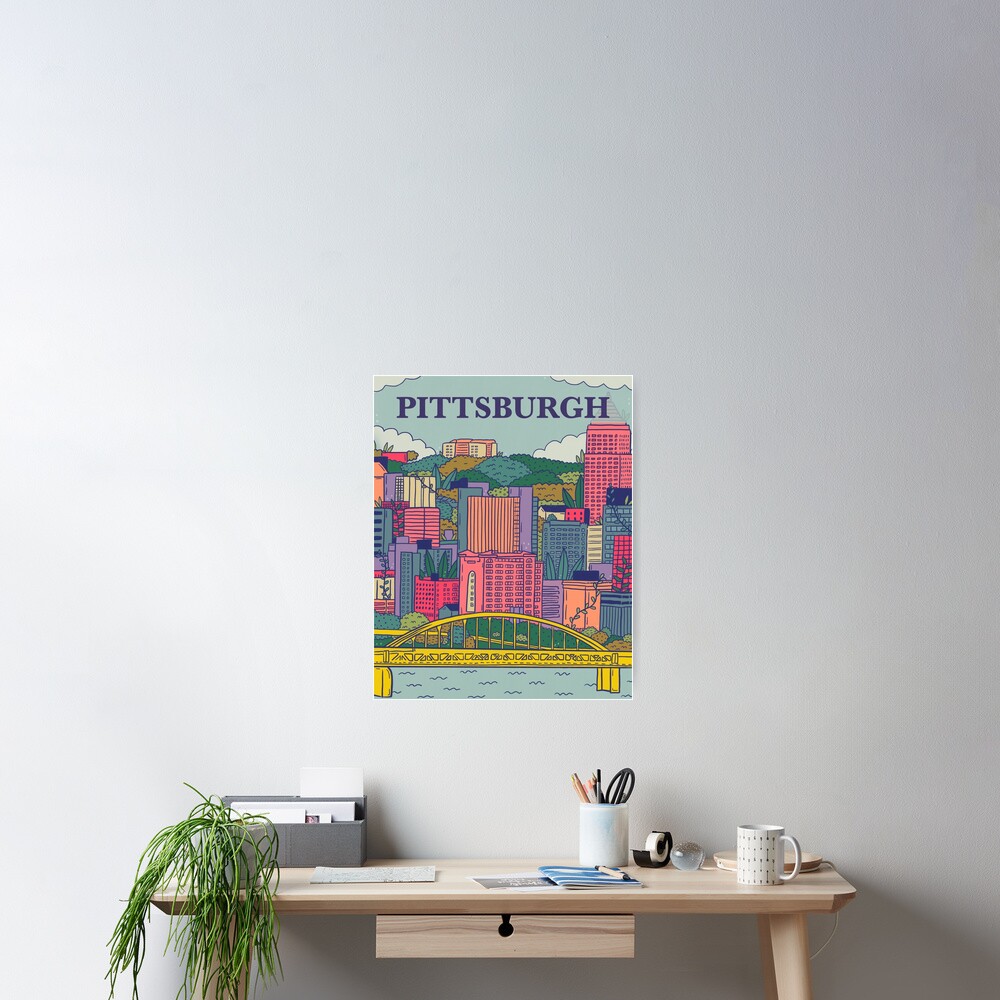 "Pittsburgh Illustration, City of Pittsburgh, PA Drawing" Poster for ...