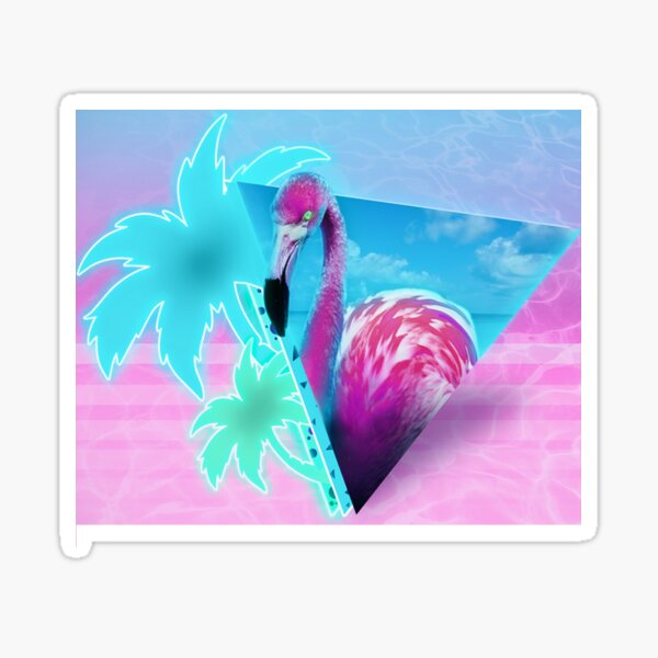 "Aesthetic Flamingo Vaporwave" Sticker for Sale by HappyGengar | Redbubble