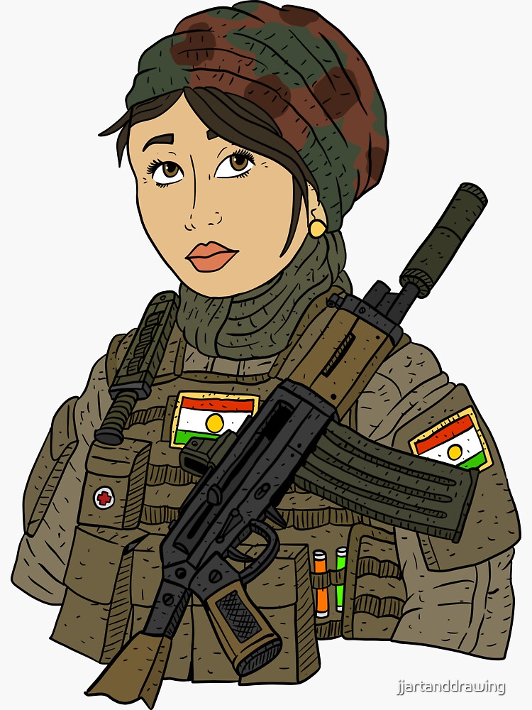 "kurdish girl, kurdistan peshmerga. " Sticker for Sale by ...