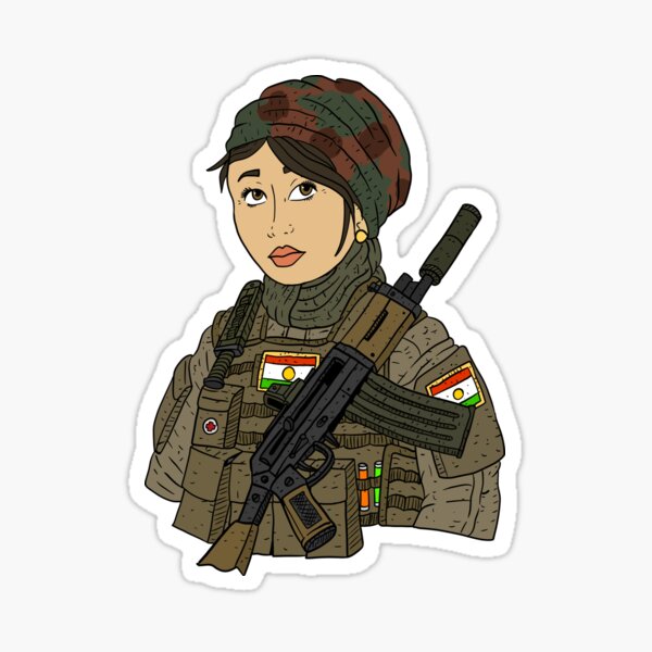 "kurdish girl, kurdistan peshmerga. " Sticker for Sale by ...