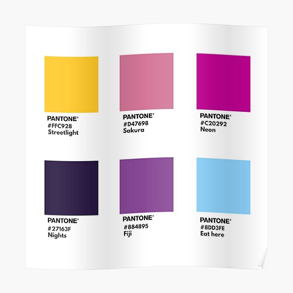 "Tokyo inspired palette pantone color swatch" Poster by softlycarol ...