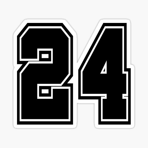 "24 back number college style number" Sticker for Sale by GeogDesigns ...