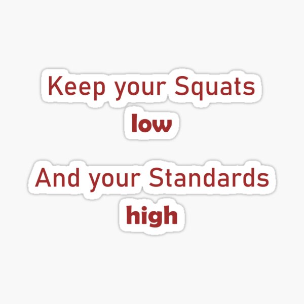 "Keep your squats low and your standards high" Sticker by MerryTarry ...