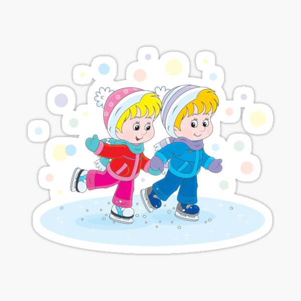 "Children ice skating" Sticker by LorinMar | Redbubble
