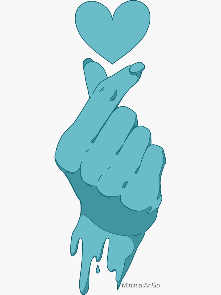 "Kawaii heart hand (cyan)" Sticker by MinimalAnGo | Redbubble