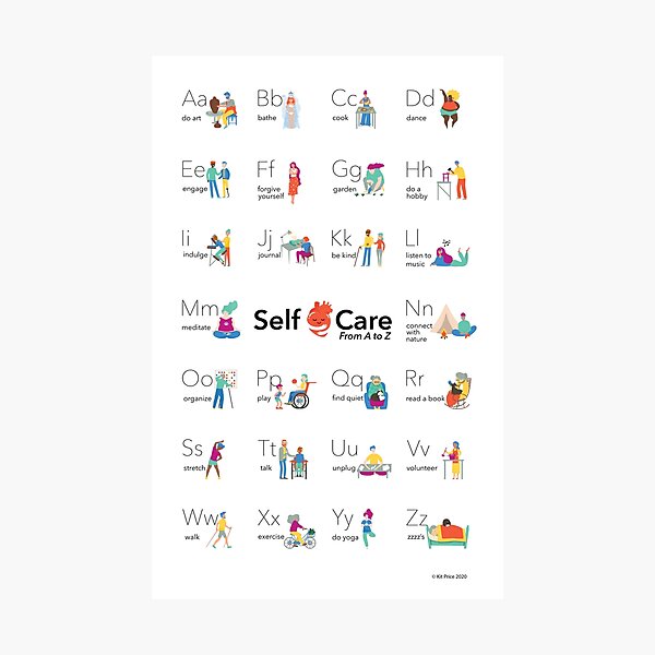 "Self-Care Alphabet" Photographic Print by pricekit09 | Redbubble