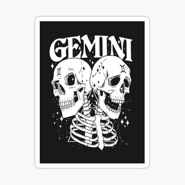 "Gemini Zodiac Sign Air Sign Gothic Design Black" Sticker for Sale by ...