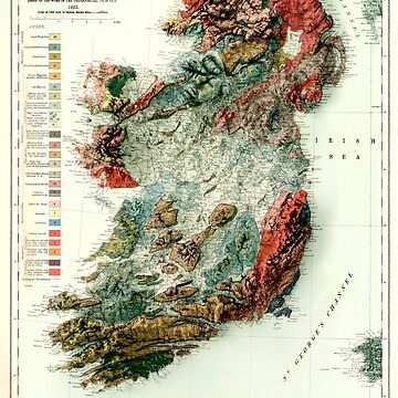 "1926 Geological Relief Map of Ireland 3D digitally-rendered" Art Print ...