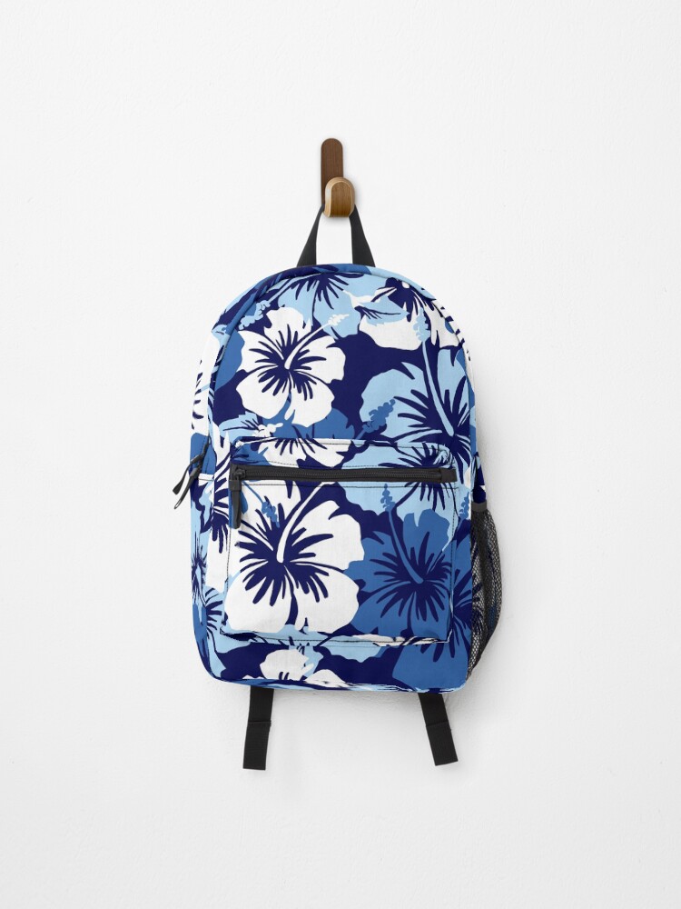 "Epic Hibiscus Hawaiian Floral Aloha Shirt Print - Blue" Backpack for ...