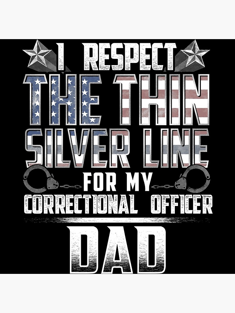 Dad Thin Silver Line Correctional Officer Metal Print By Wheedesign