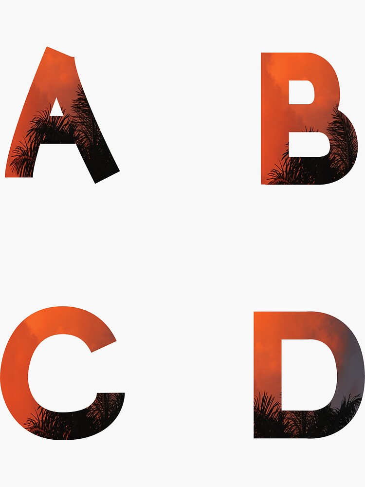 "Letters Of The Alphabet In Orange Sunset With Palm Tree Design ...