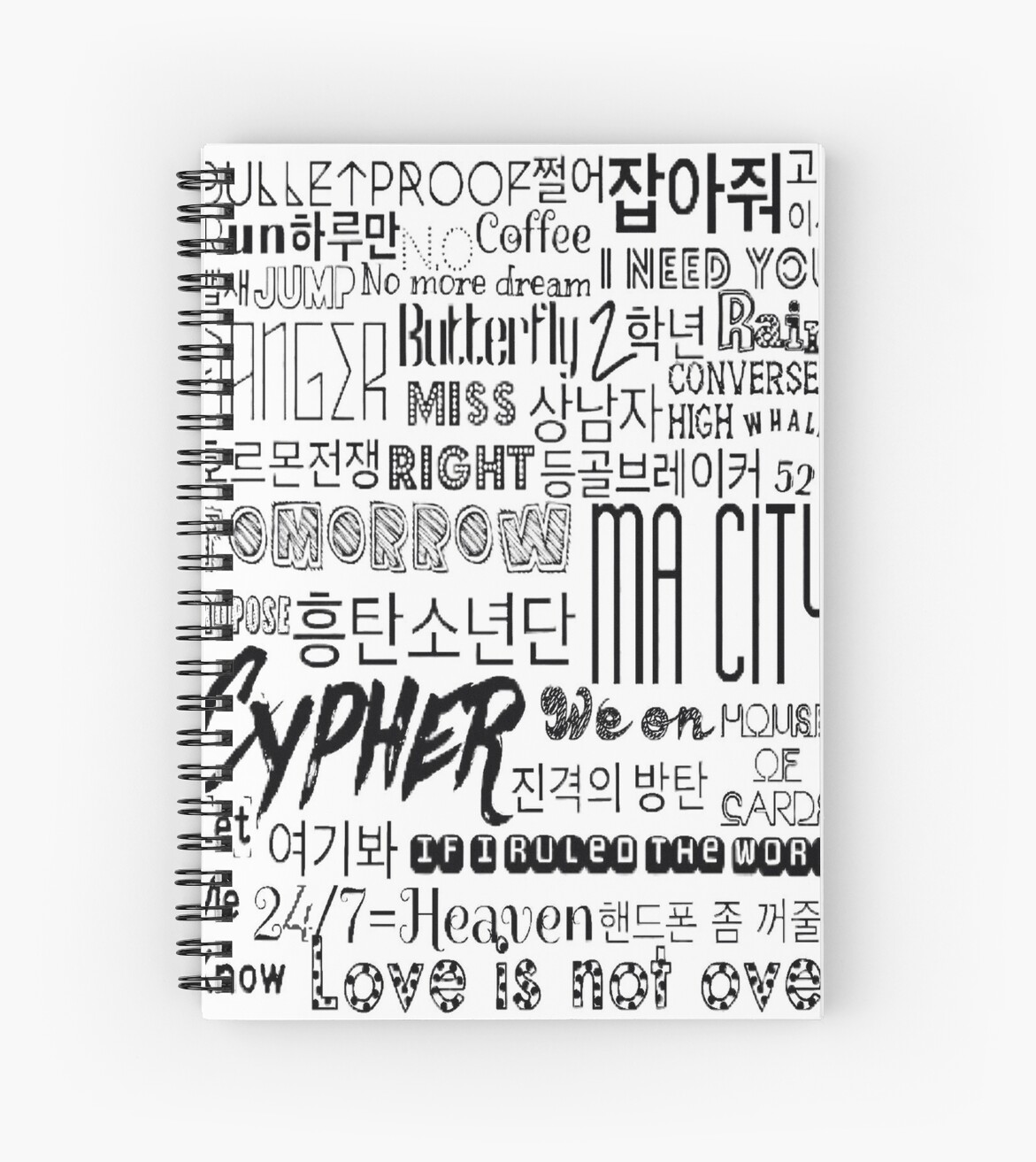 "BTS Song design #1" Spiral Notebooks by LovelyLu | Redbubble