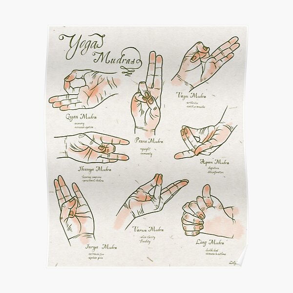 "Yoga Mudras Energy Flow Hand Gestures" Poster for Sale by maeeflows ...