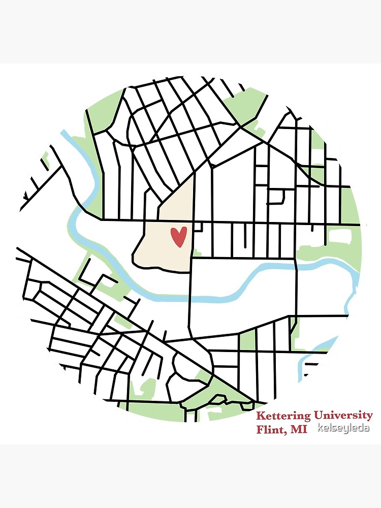 "Flint/ Kettering University Minimalist Map - Block Illustration ...