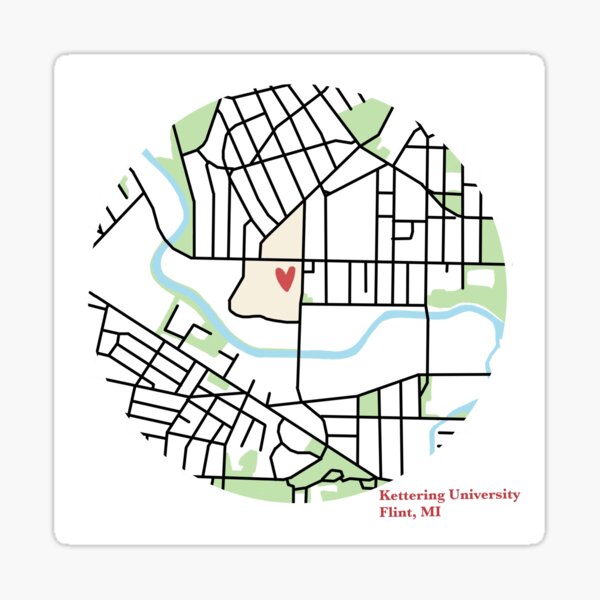 "Flint/ Kettering University Minimalist Map - Block Illustration ...