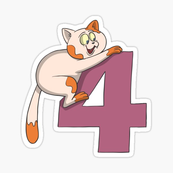 "Cat kids 4th birthday" Sticker for Sale by ansgarhugo | Redbubble