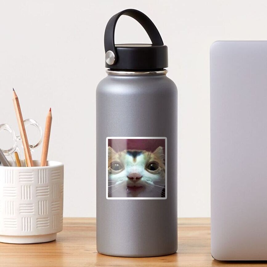 "Cursed Drooling Cat" Sticker for Sale by stellaheine14 | Redbubble