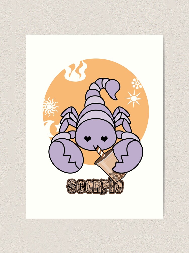 "Chibi Inspired Scorpio Drinking Boba Milk Tea Zodiac" Art Print for ...