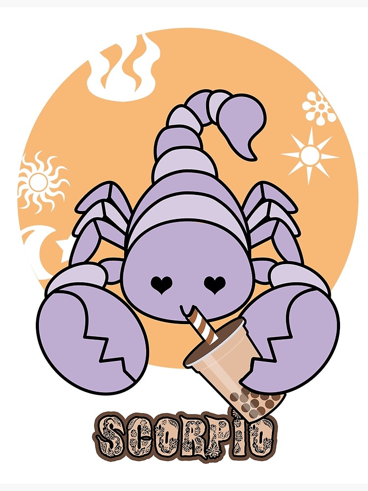 "Chibi Inspired Scorpio Drinking Boba Milk Tea Zodiac" Poster for Sale ...