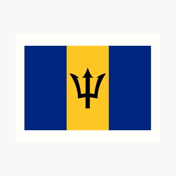 "Flag of Barbados Trident of Neptune" Art Print for Sale by pdgraphics ...