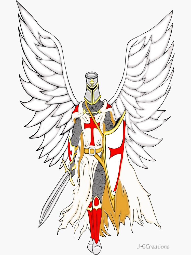 "Knights Templar Angel" Sticker by J-CCreations | Redbubble