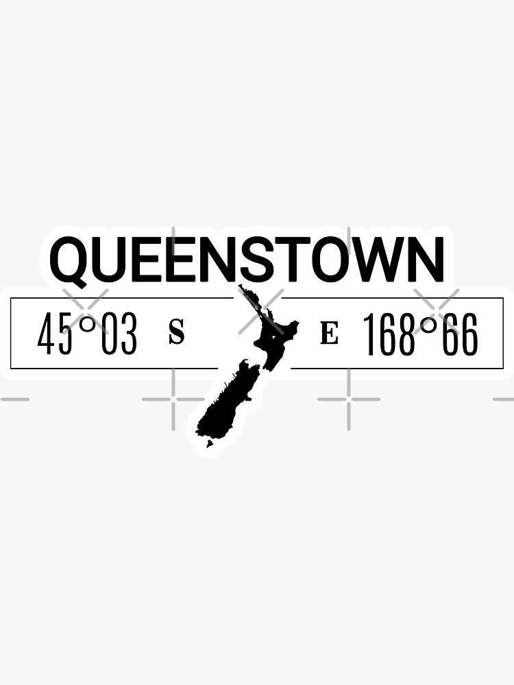 "QUEENSTOWN-New Zealand-Coordinates-Map-Sign" Sticker for Sale by ...