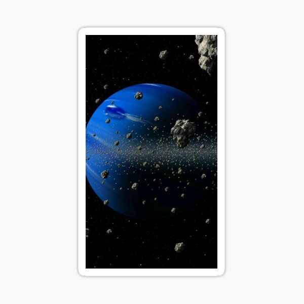 "Planet, asteroids, space, blue, asteroid belt background" Sticker for ...