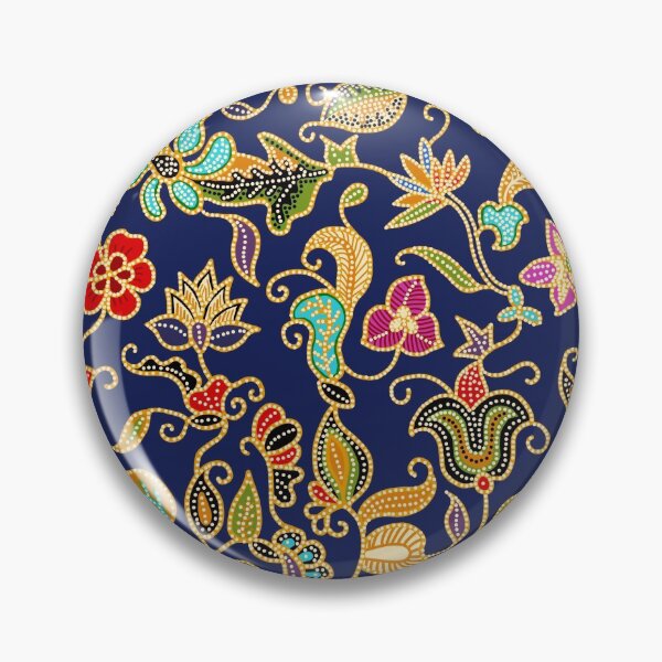 "Sarong Kebaya Batik (Blue)" Pin for Sale by CalvinLow | Redbubble