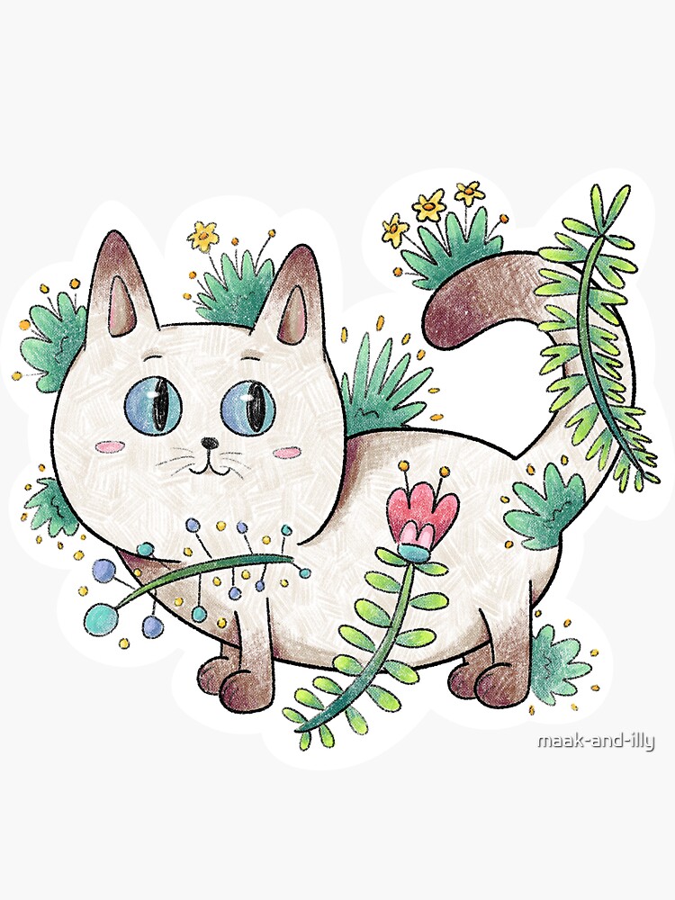 "Cute White Cate with Blue Eyes" Sticker for Sale by maak-and-illy ...
