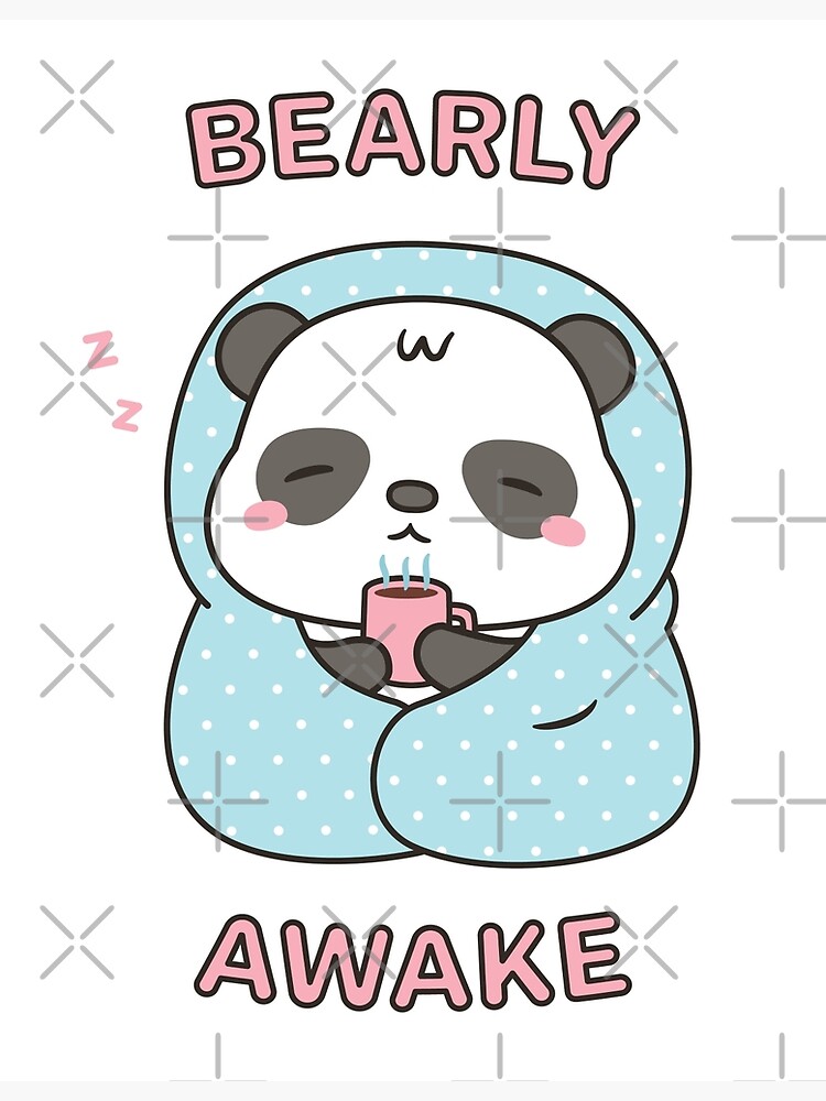 "Bearly Awake Cute Little Panda With Blanket" Poster for Sale by ...