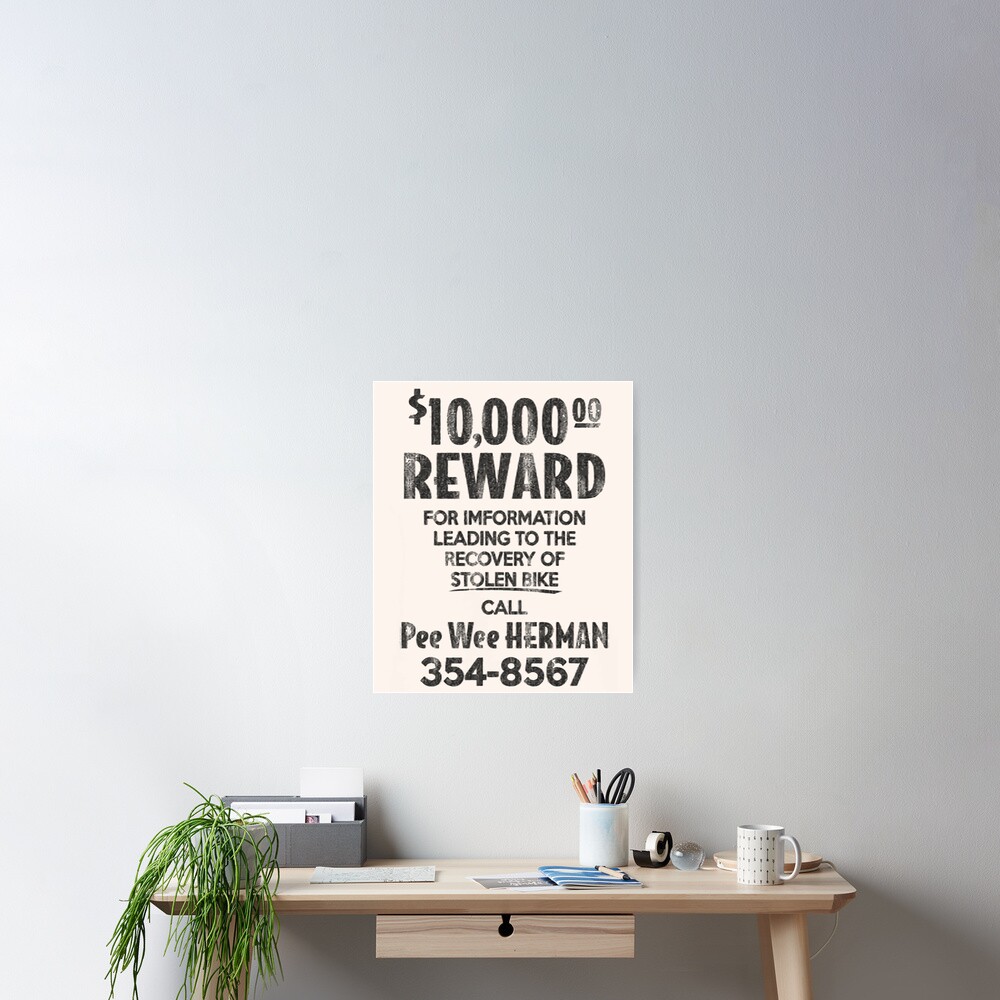 "LOST BIKE REWARD Mens Shirt - funny pee wee herman bicycle poster ...