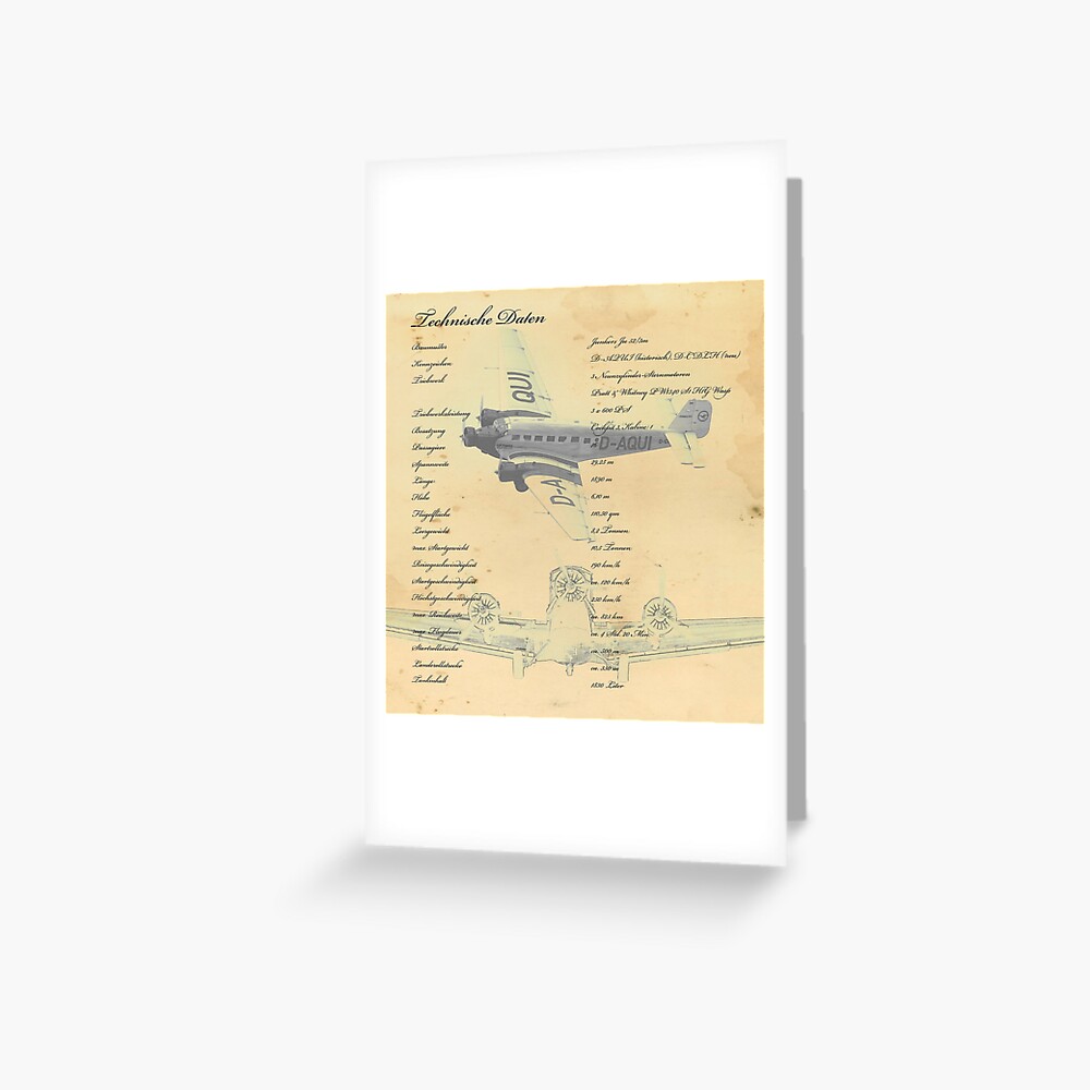 "Junkers Ju52/3m" Greeting Card for Sale by Nigdaw | Redbubble