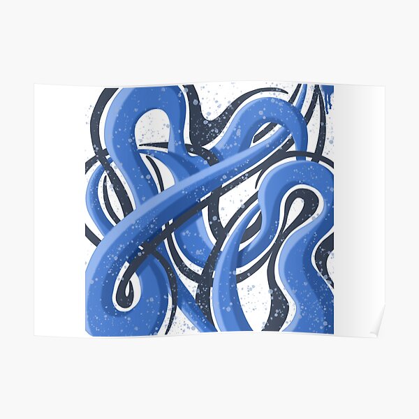 Abstract Blue Lines In Graffiti Style Poster By Between clouds abstract-blue-lines-in-graffiti-style-poster-by-between-clouds