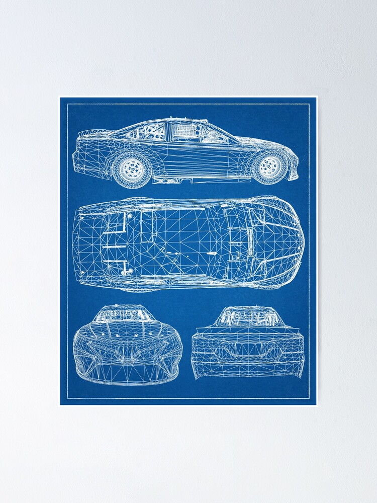"Nascar Racing car Blueprint project Formula background" Poster for ...