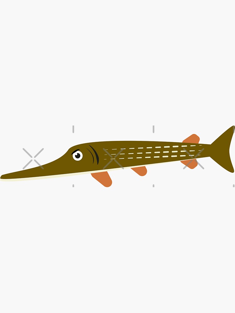 "Fishing, funny pike fish cartoon character" Sticker for Sale by ...