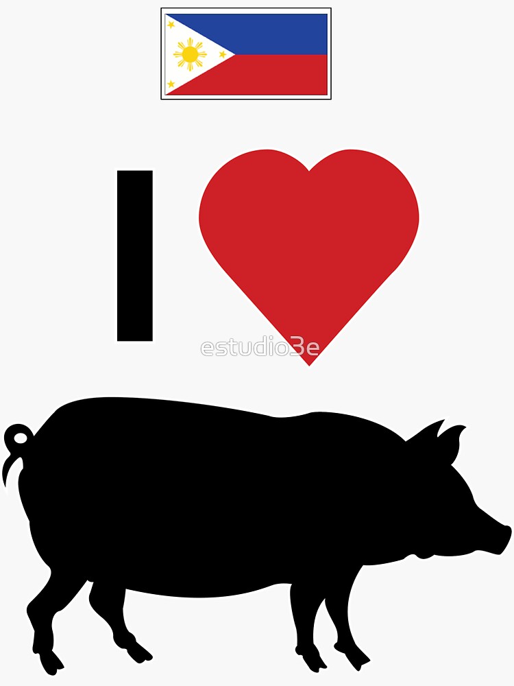 "Philippines I love Lechon - Funny Pinoy design" Sticker by estudio3e ...