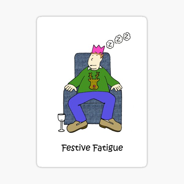 Sticker « Humour de dessin animé de Noël Fatigue pour lui », par ...