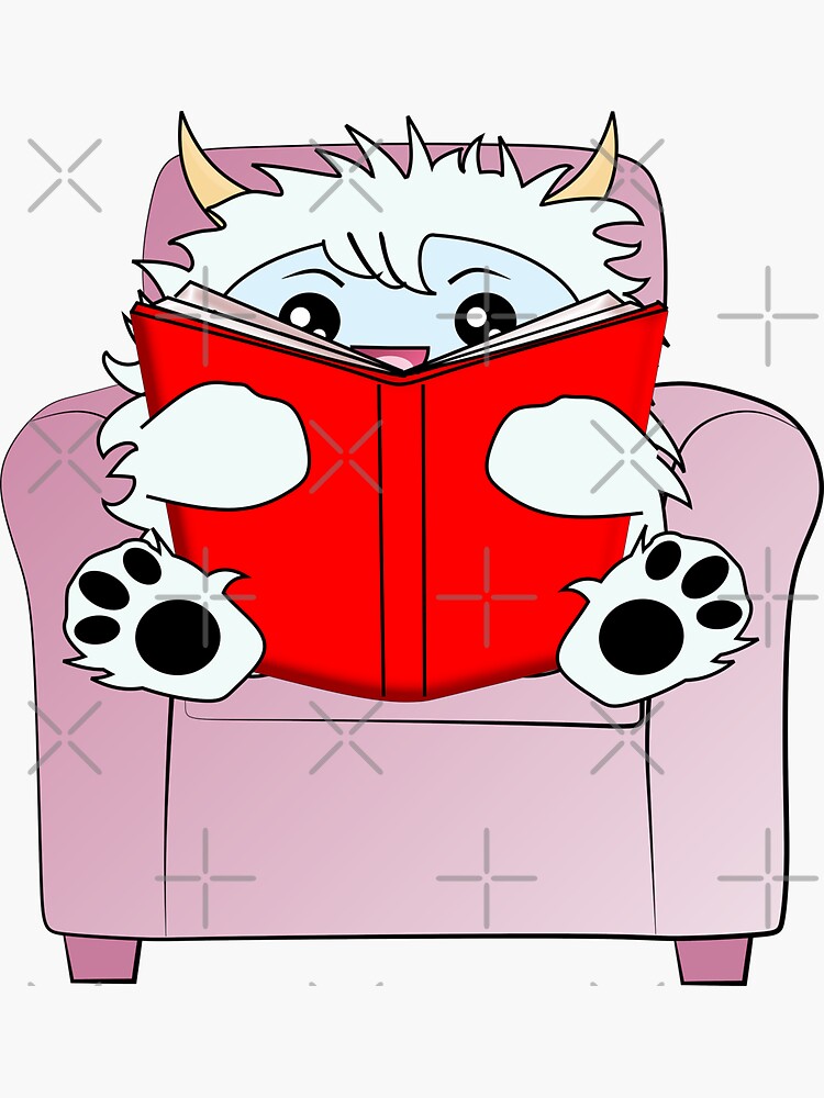 "Yeti reading a Book" Sticker for Sale by EnchantedDreamr | Redbubble