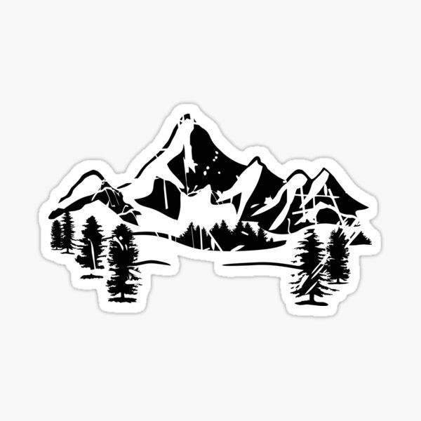 "Mountains, cool mountain design" Sticker by claudiasartwork | Redbubble