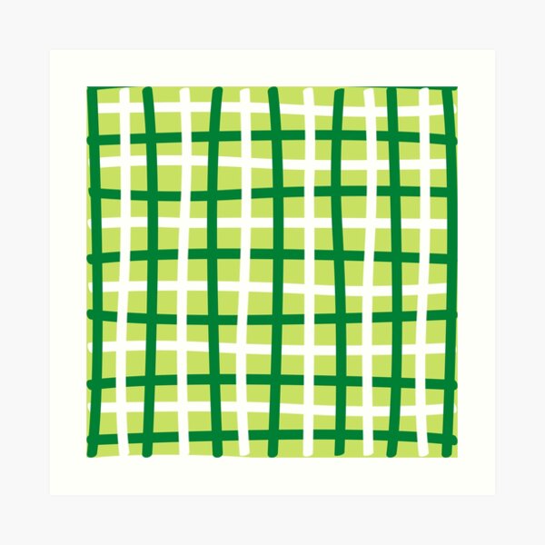"COLORFUL CHECK PATTERN dark green, white, light green" Art Print for ...