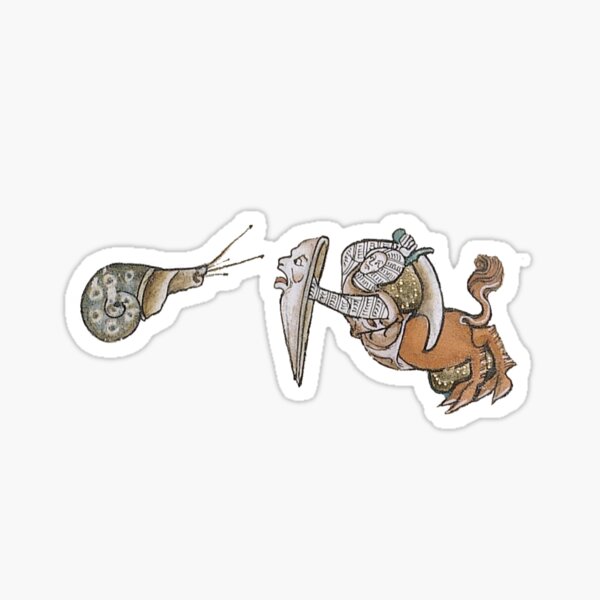 "Knight fighting a Snail" Sticker by RickE | Redbubble