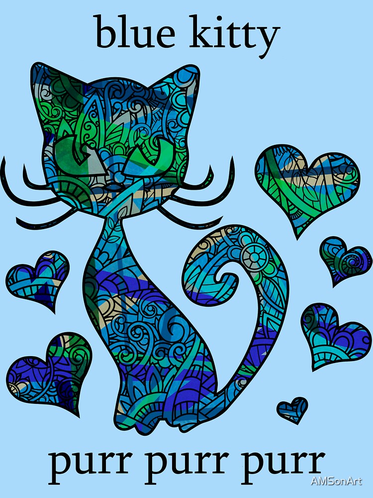 "Blue Kitty Purr Purr Purr 4 Shades Interior" Sticker for Sale by ...