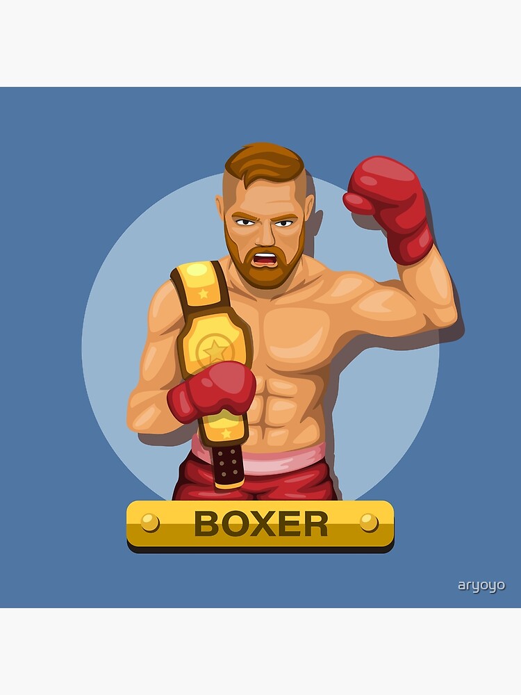 Lámina fotográfica «Boxeador, atleta de boxeo con dibujos animados de ...