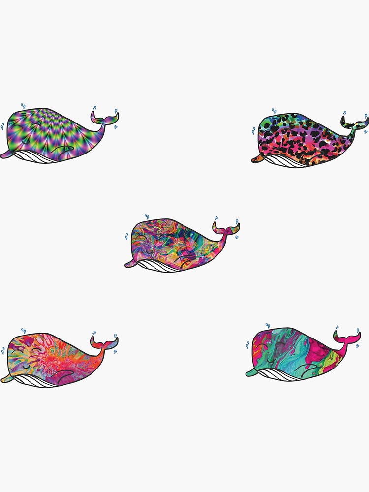 "Oh whale Cartoon Pun Punny tye dye sticker pack" Sticker by ...